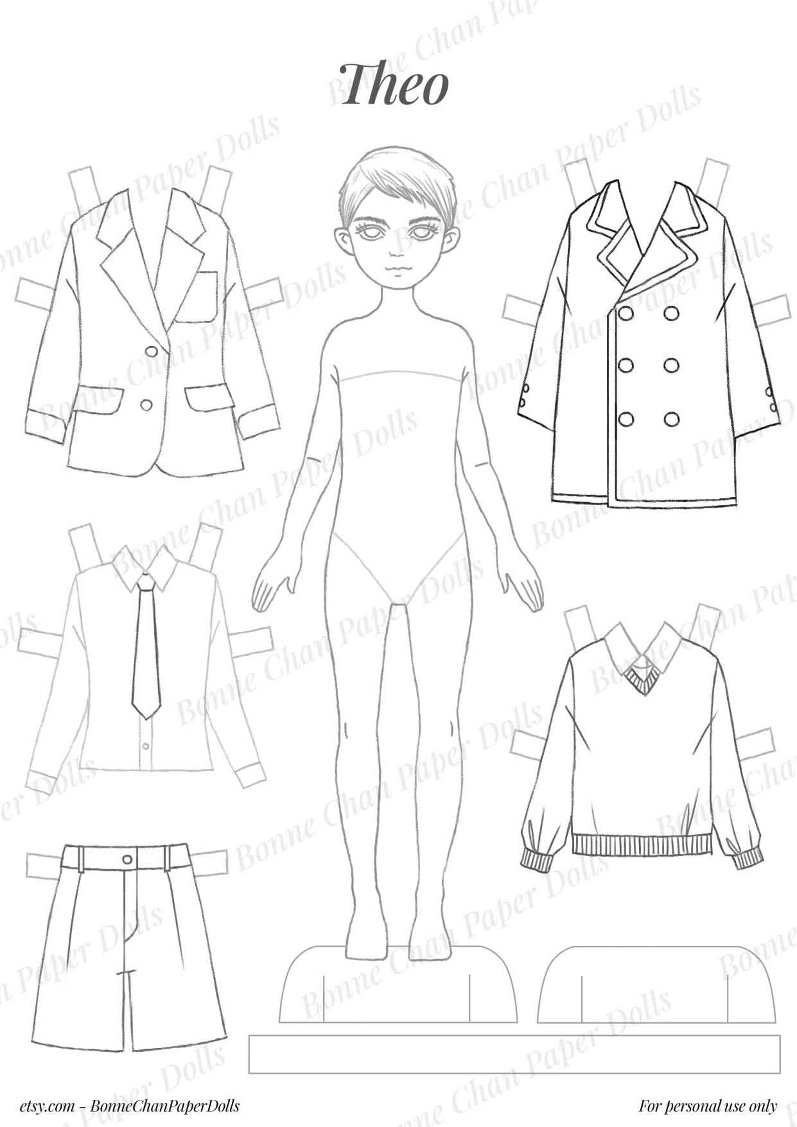 Printable Paper Doll: Theo, School Boy Style (PDF Download) - Etsy
