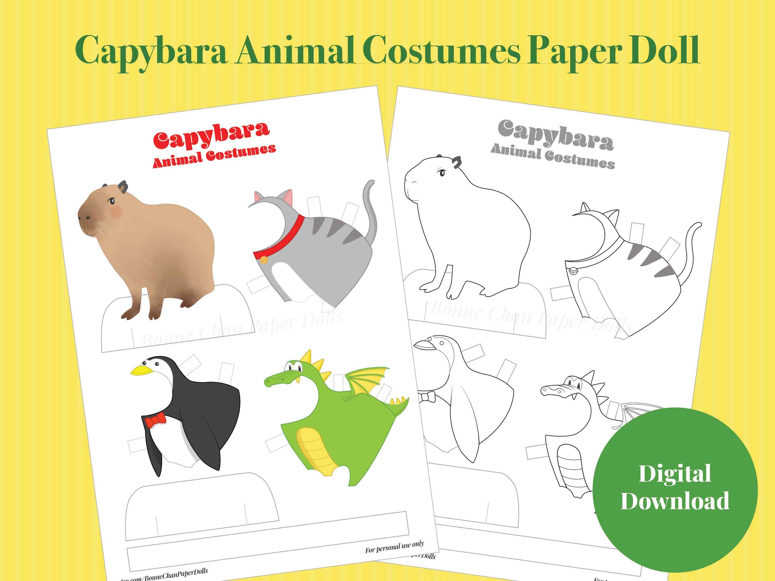 Animal Capybara Paper Doll Printable PDF / Animal Costumes Dragon ...