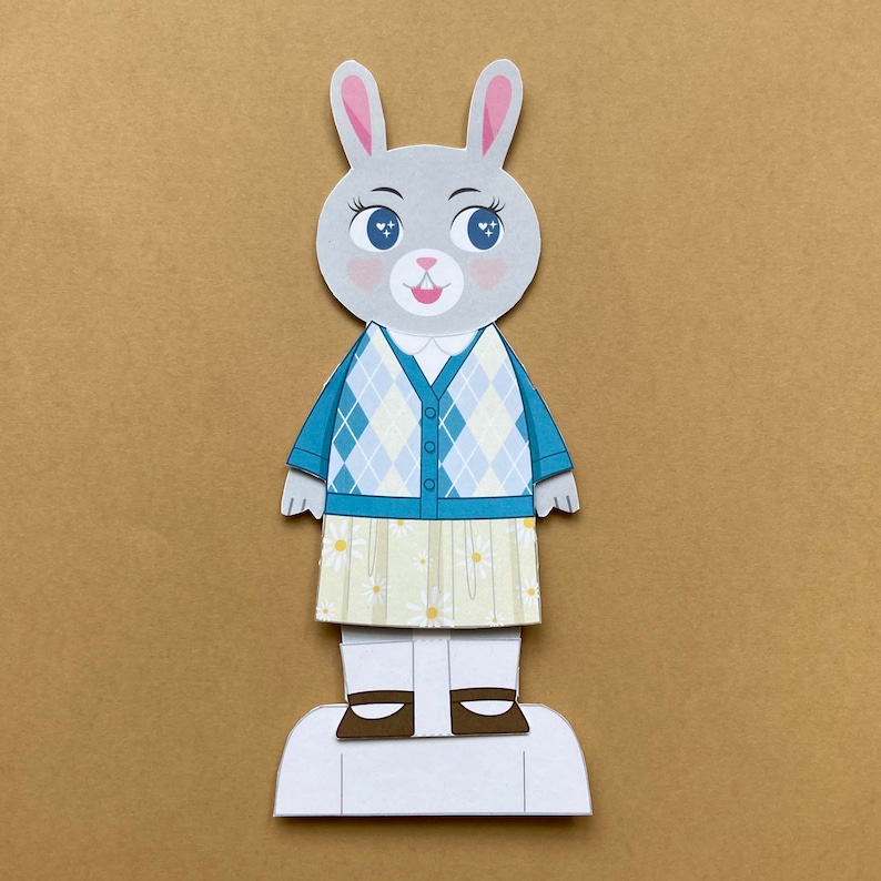 Animal Rabbit Bunny Paper Doll Printable PDF / Craft Kit / Instant ...