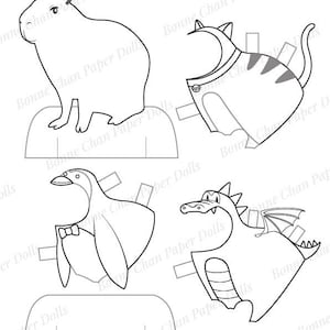 Animal Capybara Paper Doll Printable PDF / Animal Costumes Dragon ...