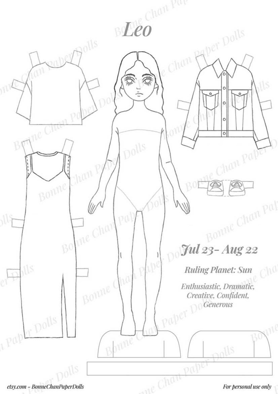 Leo Zodiac Paper Doll Craft Kit / Instant Download / Kid Craft / Paper ...