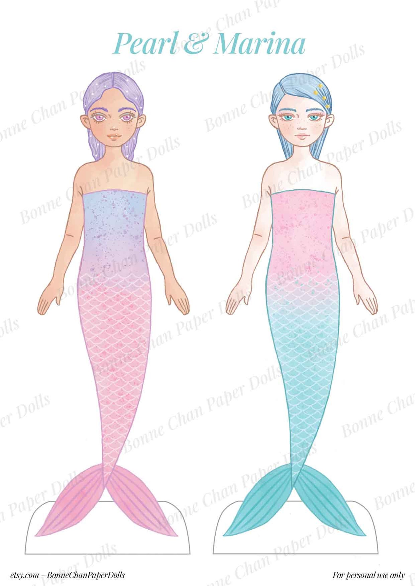 Paper Doll Printable Mermaid PDF / Craft Kit / Instant Download / Kid ...