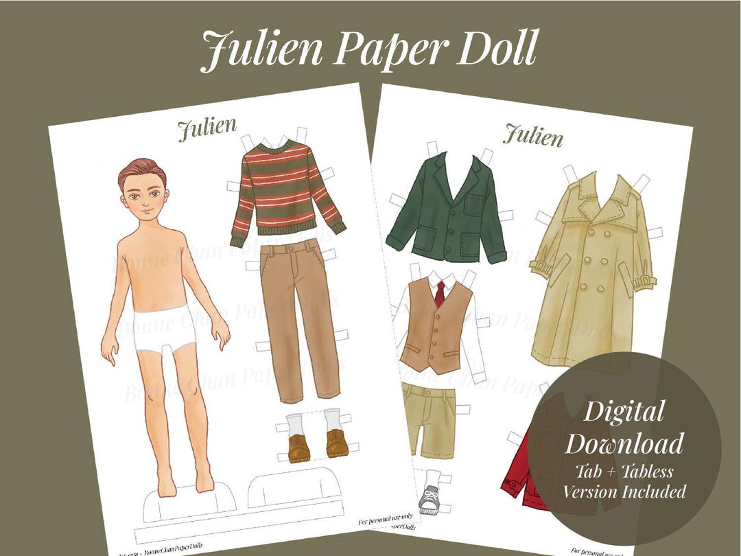 Paper Doll Printable Boys Male Preppy Style PDF / Craft Kit / Instant ...