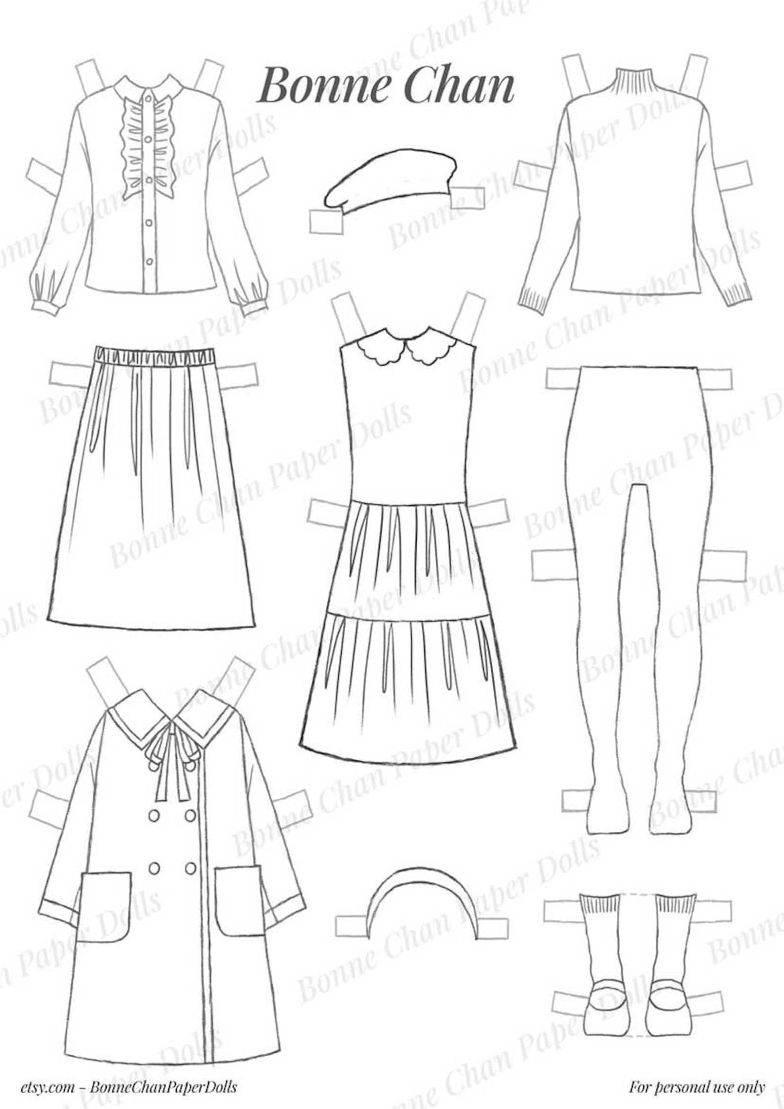 Bonne Chan Paper Doll Printable, Fashion Dress-up (PDF Download) - Etsy
