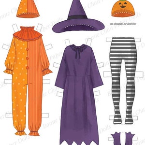 Paper Doll Printable Halloween PDF Autumn / Craft Kit / Instant ...