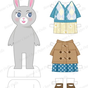 Animal Rabbit Bunny Paper Doll Printable PDF / Craft Kit / Instant ...