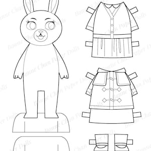 Animal Rabbit Bunny Paper Doll Printable PDF / Craft Kit / Instant ...