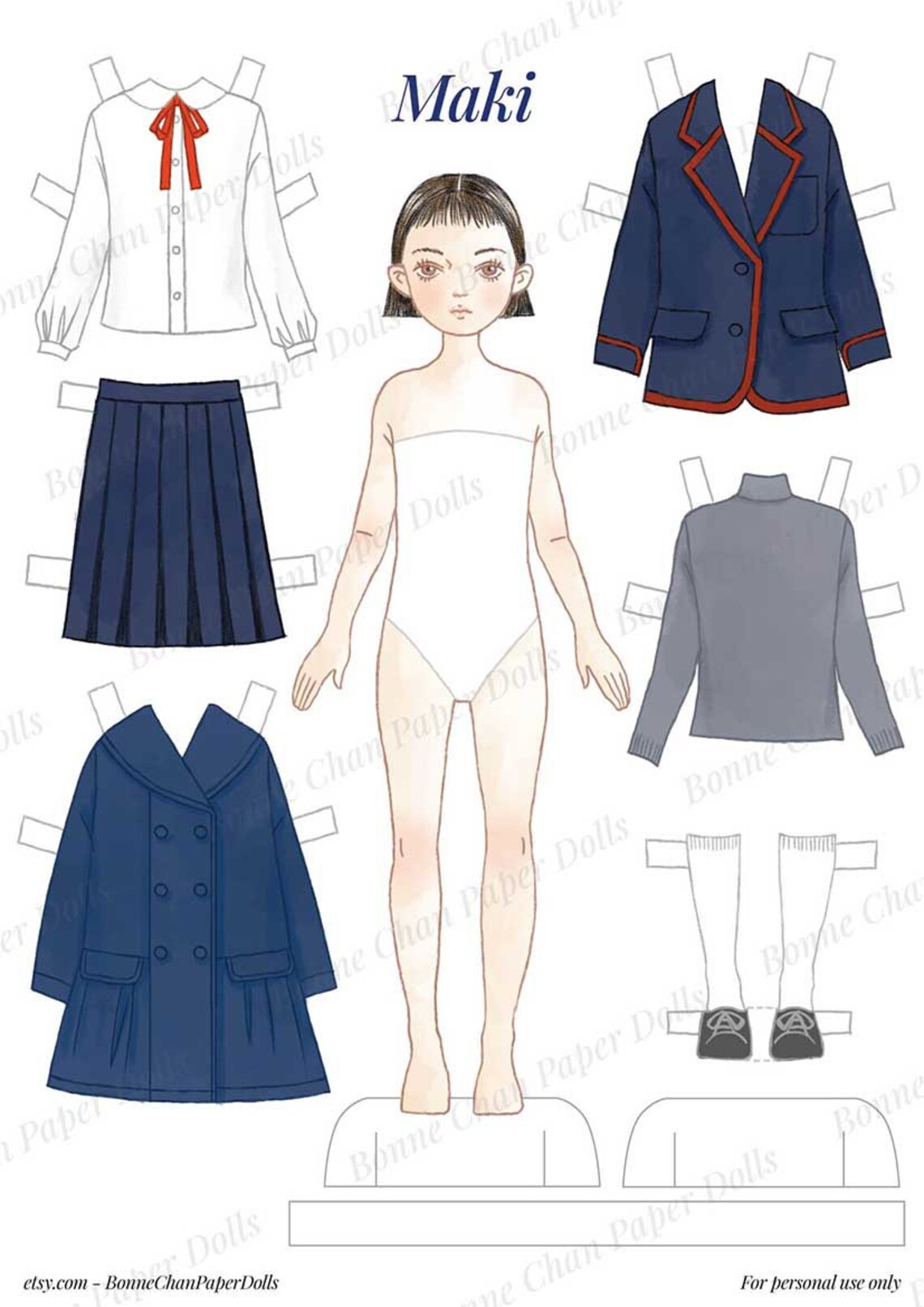 Paper Doll Printable PDF Maki / Kids Toys / Craft Kit / - Etsy Singapore
