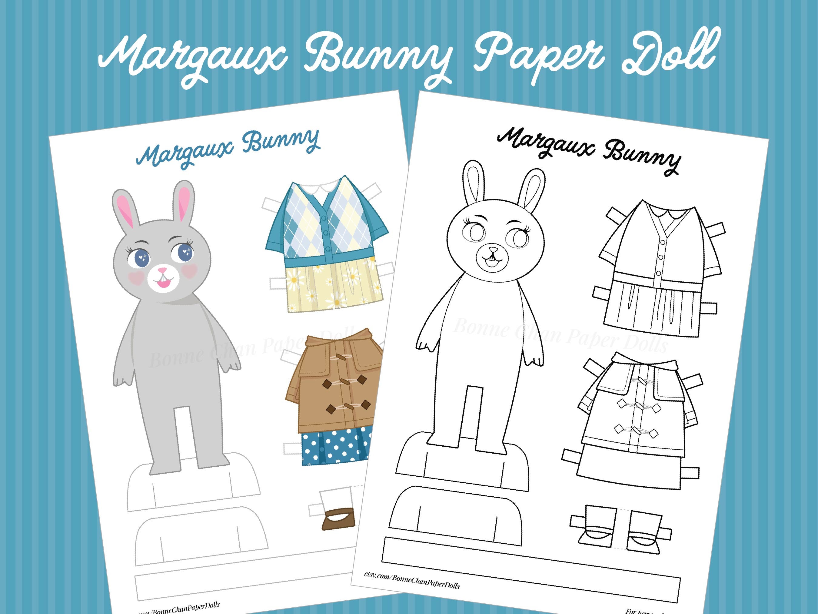 Animal Rabbit Bunny Paper Doll Printable PDF / Craft Kit / Instant ...
