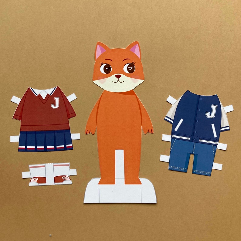 Animal Fox Paper Doll Printable PDF / Craft Kit / Instant Download ...