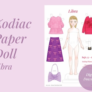 Libra Zodiac Paper Doll Craft Kit, Fashion Art Print (digital Download ...