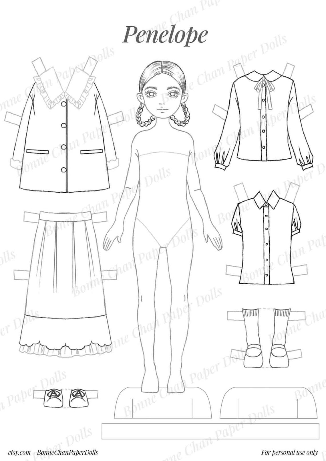 Paper Doll Printable Girl School Girl Girly Green PDF / Craft Kit ...