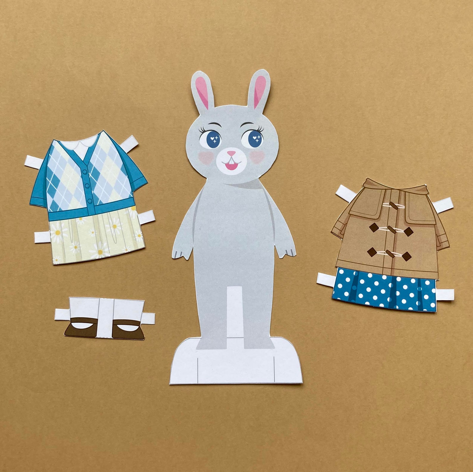 Animal Rabbit Bunny Paper Doll Printable PDF / Craft Kit / Instant ...