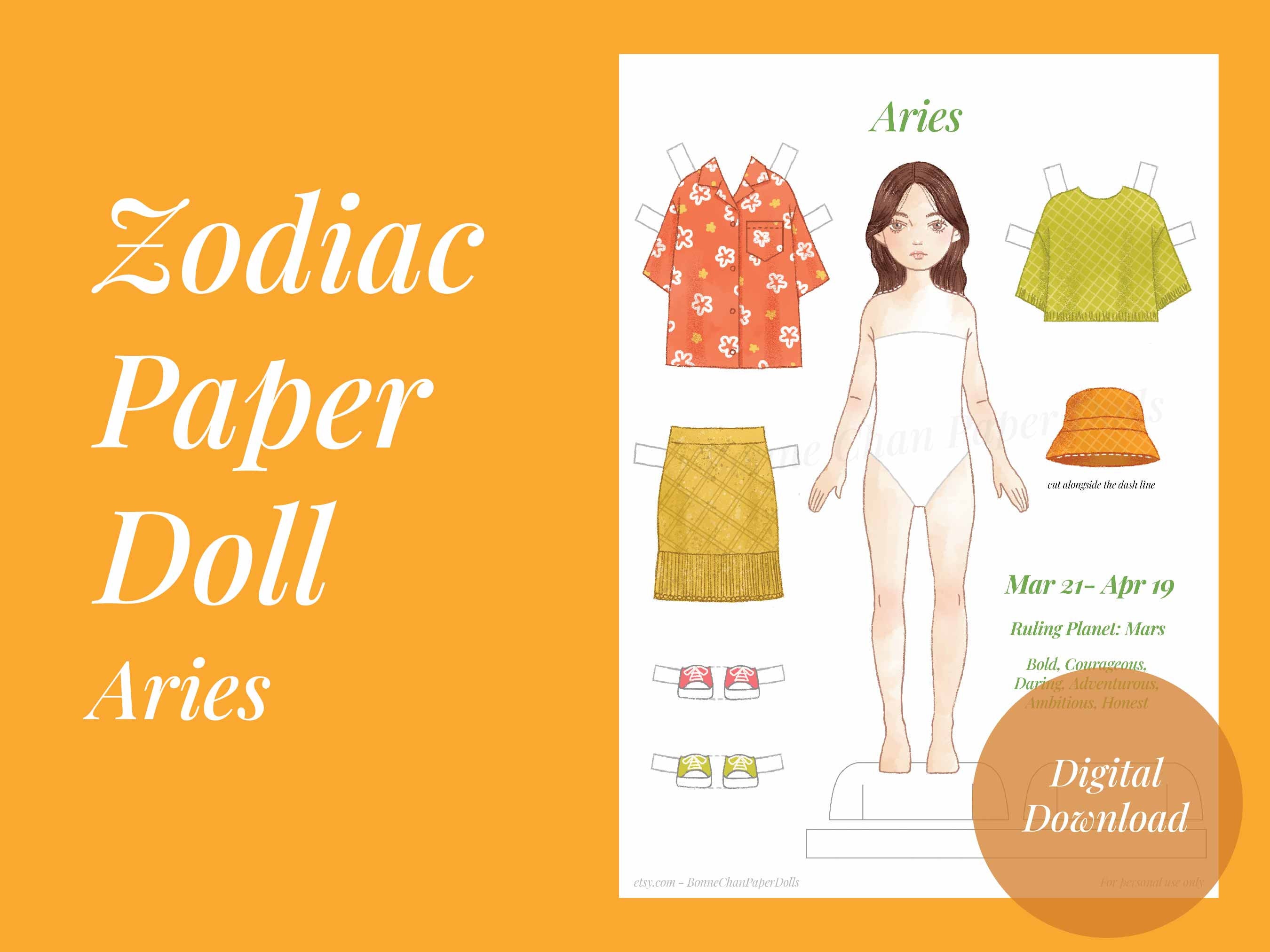 Aries Zodiac Paper Doll Craft Kit / Instant Download / Kid Craft ...