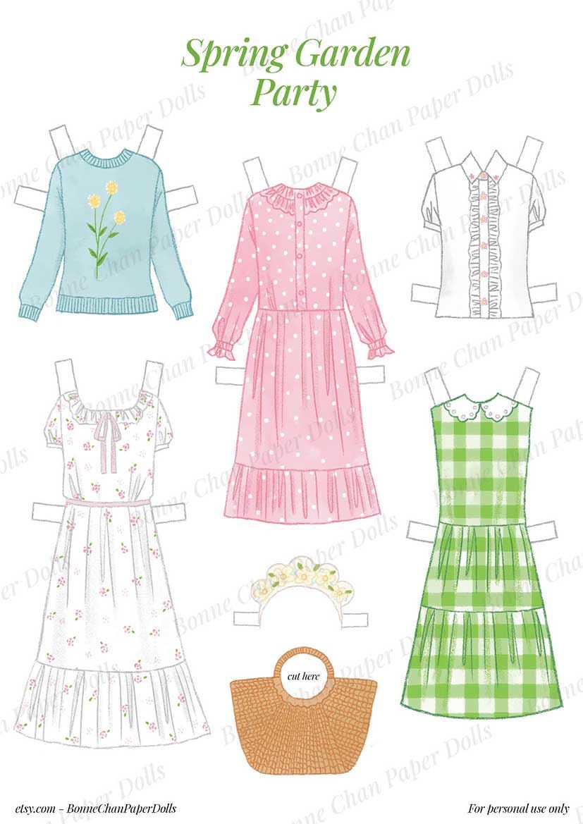 Paper Doll Printable PDF Clothes Spring Garden / Instant Download / Kid ...