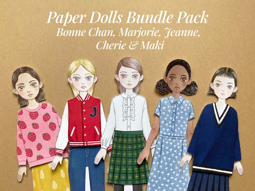 Fashion Paper Doll Bundle: Coloring Pages, 5 Dolls (PDF Download) - Etsy