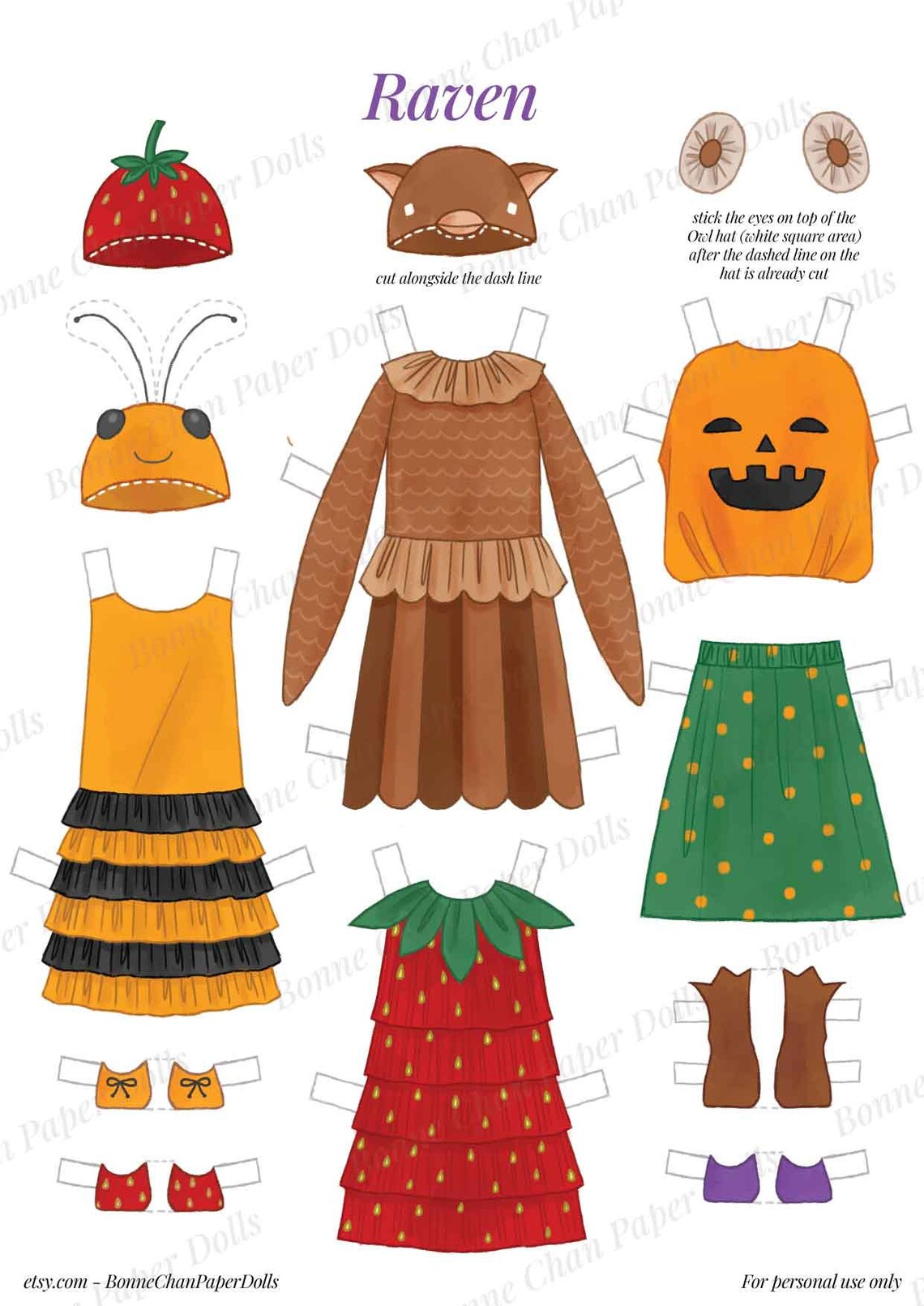 Paper Doll Printable Halloween PDF / Craft Kit / Instant Download / Kid ...