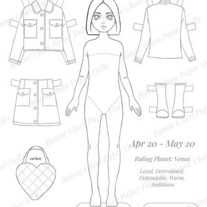 Taurus Zodiac Paper Doll Craft Kit (digital Download) - Etsy Singapore
