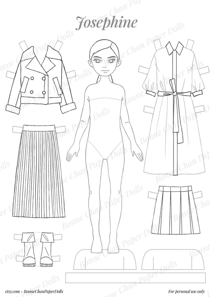Josephine Paper Doll With City Style Wardrobe (digital Download) - Etsy
