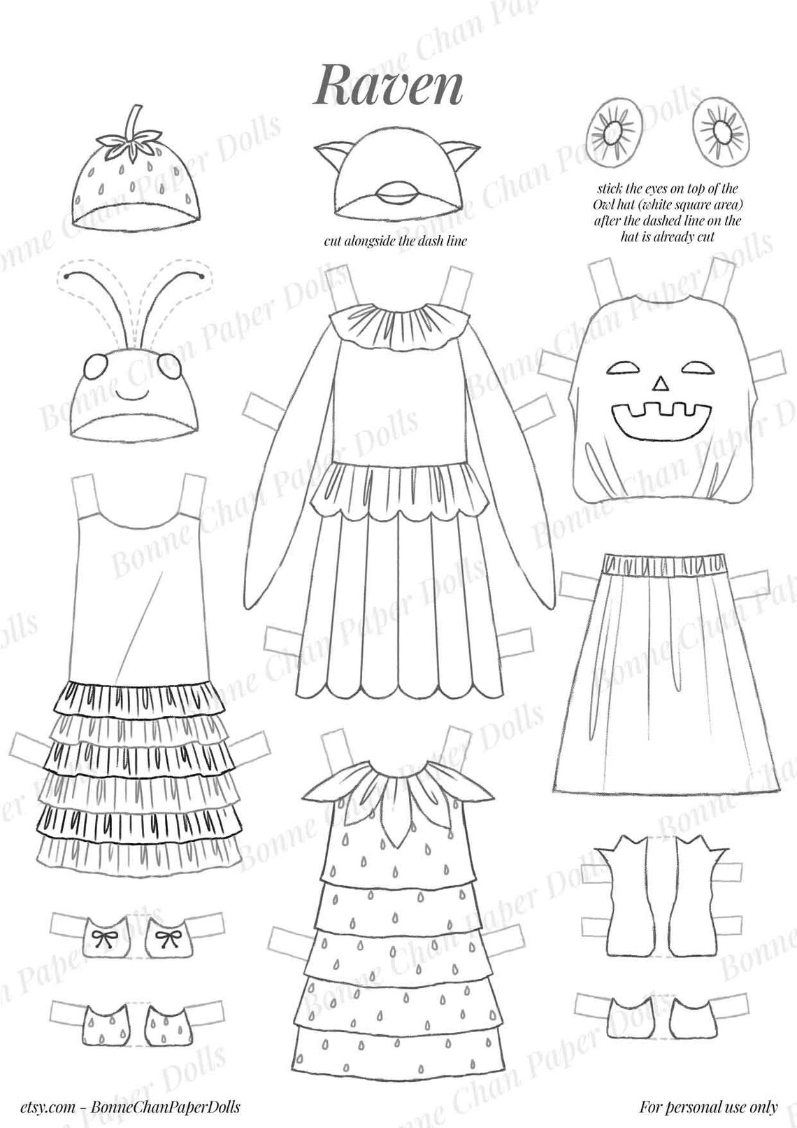 Paper Doll Printable Halloween PDF / Craft Kit / Instant Download / Kid ...