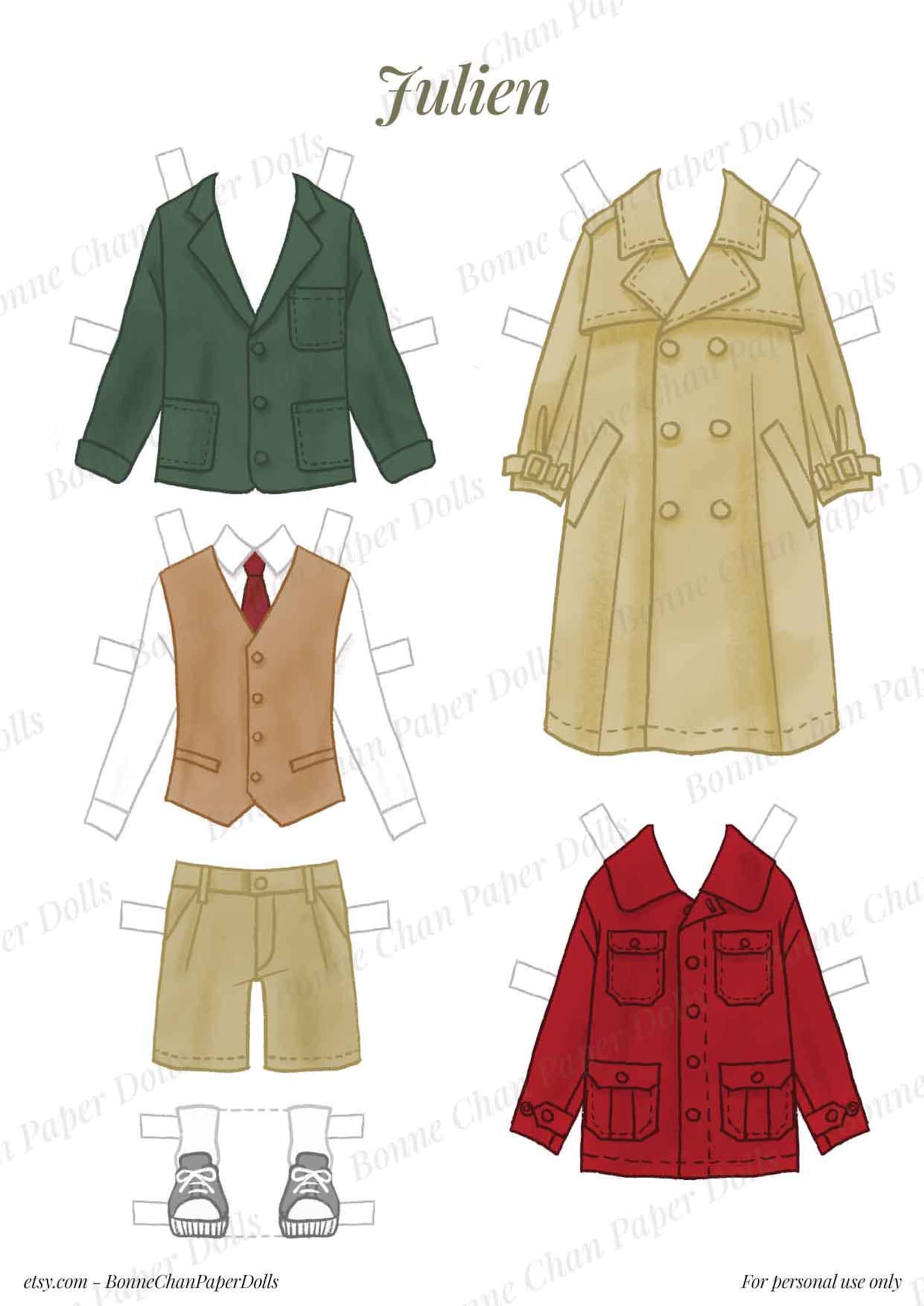 Paper Doll Printable Boys Male Preppy Style PDF / Craft Kit / Instant ...