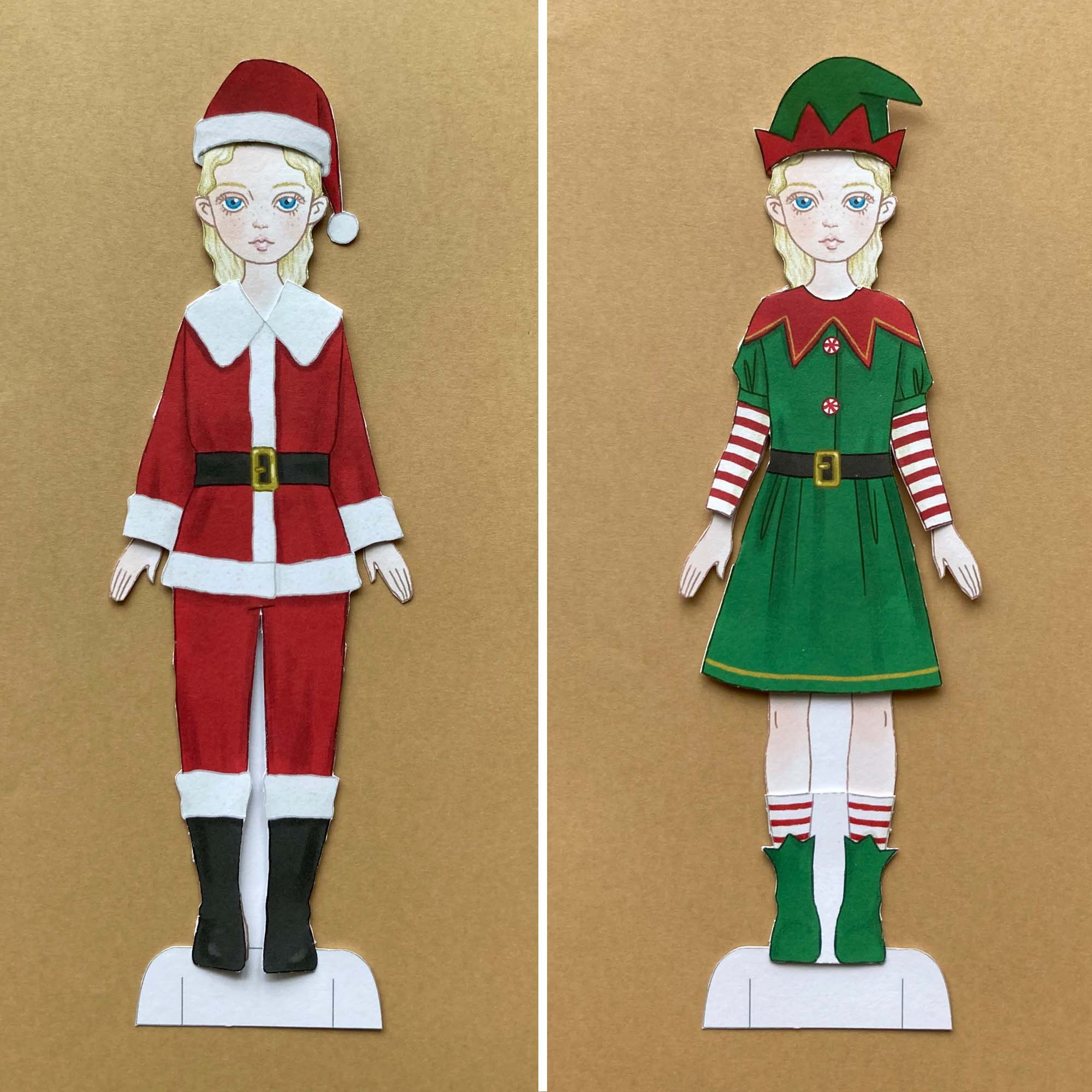 Muñecas de papel navideñas imprimibles: Disfraces de Noelle, Santa ...