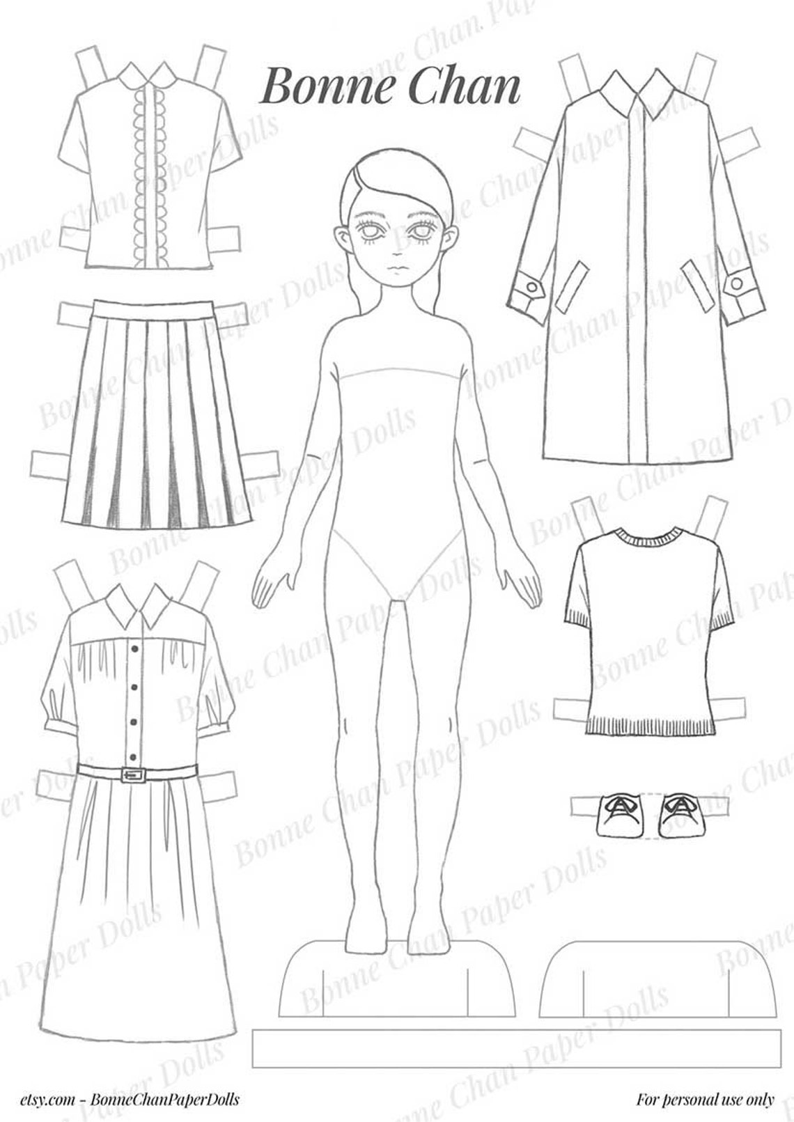 Bonne Chan Paper Doll Printable, Fashion Dress-up (PDF Download) - Etsy