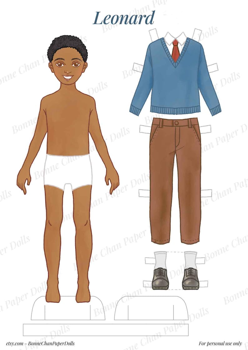 Paper Doll Printable Boys Male Preppy Style PDF / Craft Kit / Instant ...