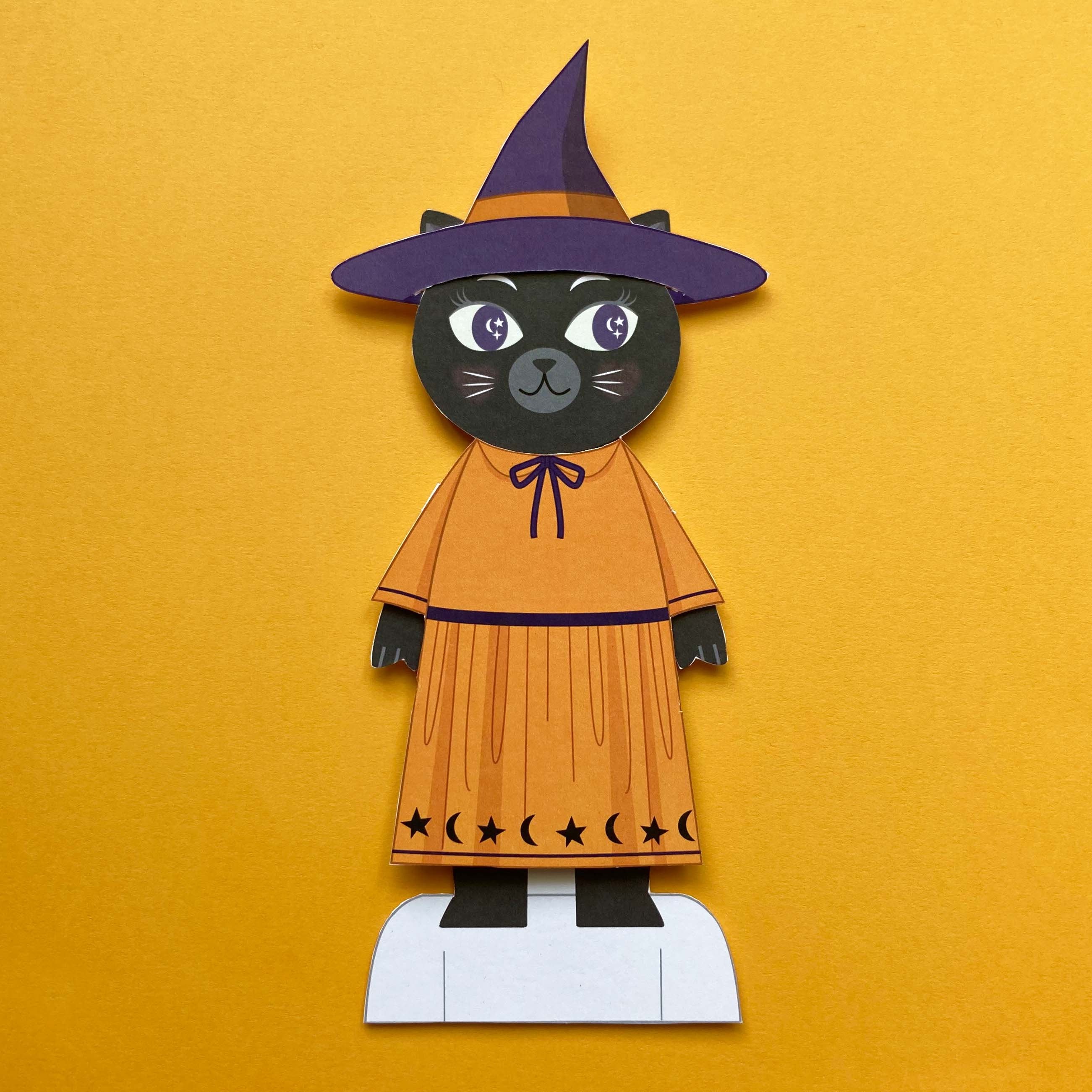 Animal Black Cat Halloween Paper Doll Printable PDF / Craft Kit ...