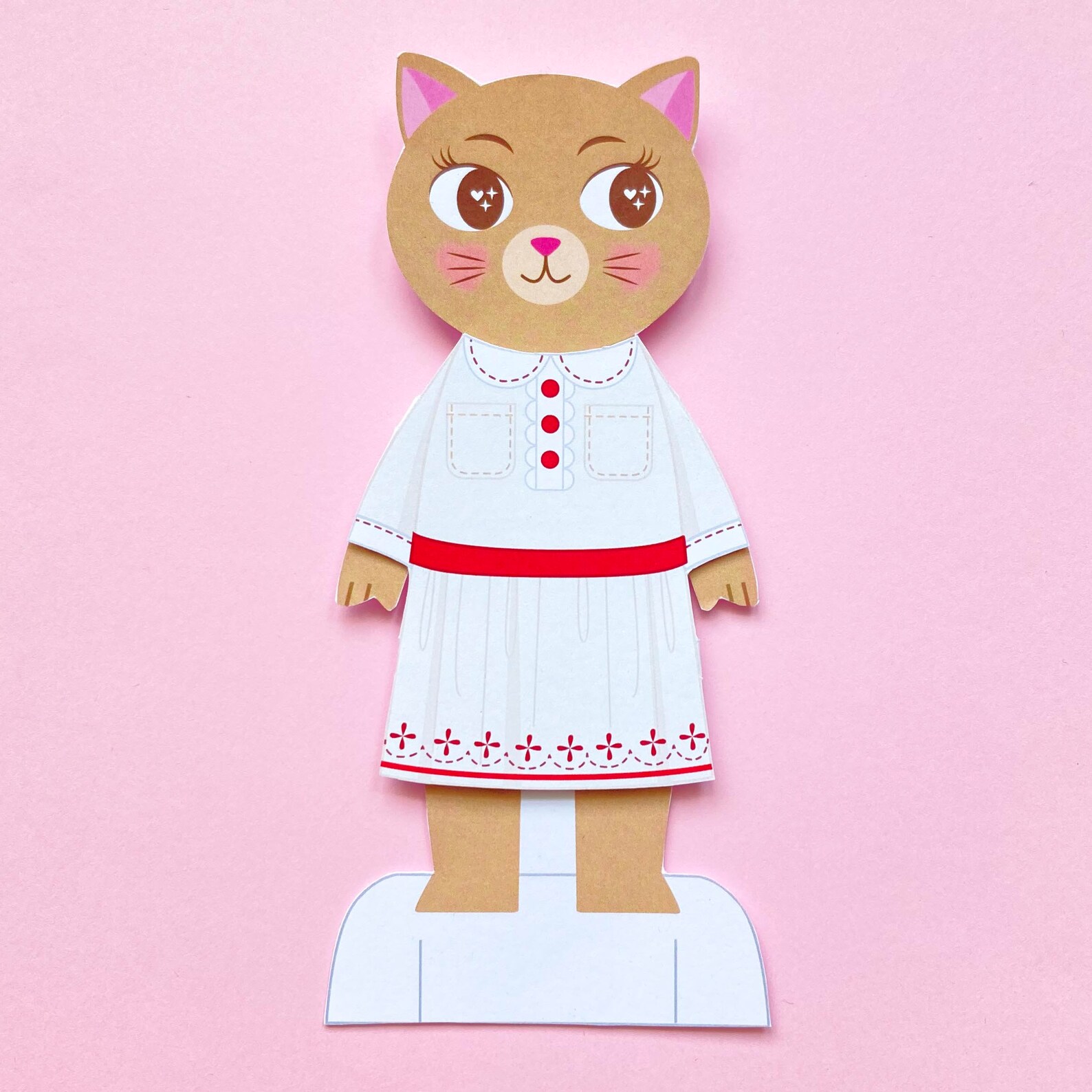Animal Cat Paper Doll Printable PDF / Craft Kit / Instant Download ...