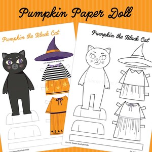 Animal Black Cat Halloween Paper Doll Printable PDF / Craft Kit ...