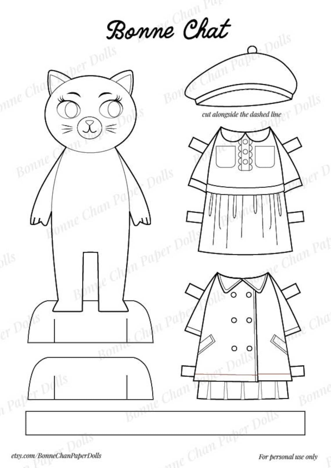 Animal Cat Paper Doll Printable PDF / Craft Kit / Instant Download ...