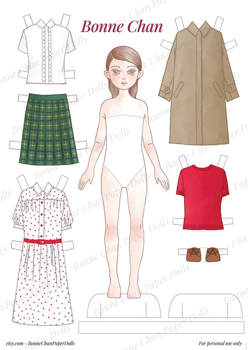 Bonne Chan Paper Doll Printable, Fashion Dress-up (PDF Download) - Etsy