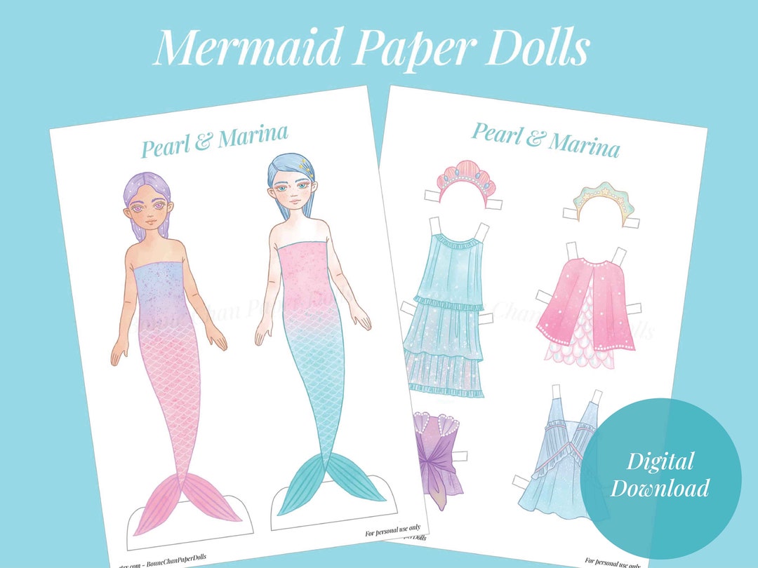 Paper Doll Printable Mermaid PDF / Craft Kit / Instant Download / Kid ...