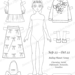 Libra Zodiac Paper Doll Craft Kit, Fashion Art Print (digital Download ...