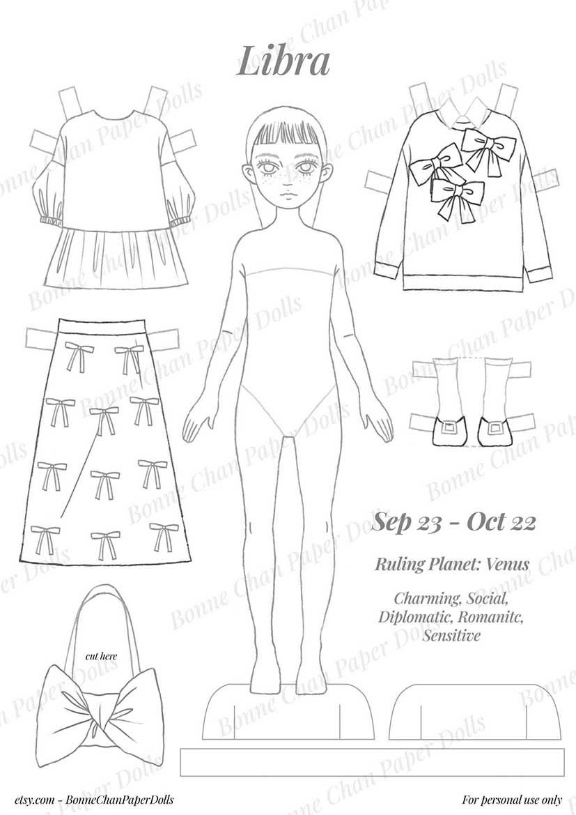 Libra Zodiac Paper Doll Craft Kit / Instant Download / Kid Craft ...