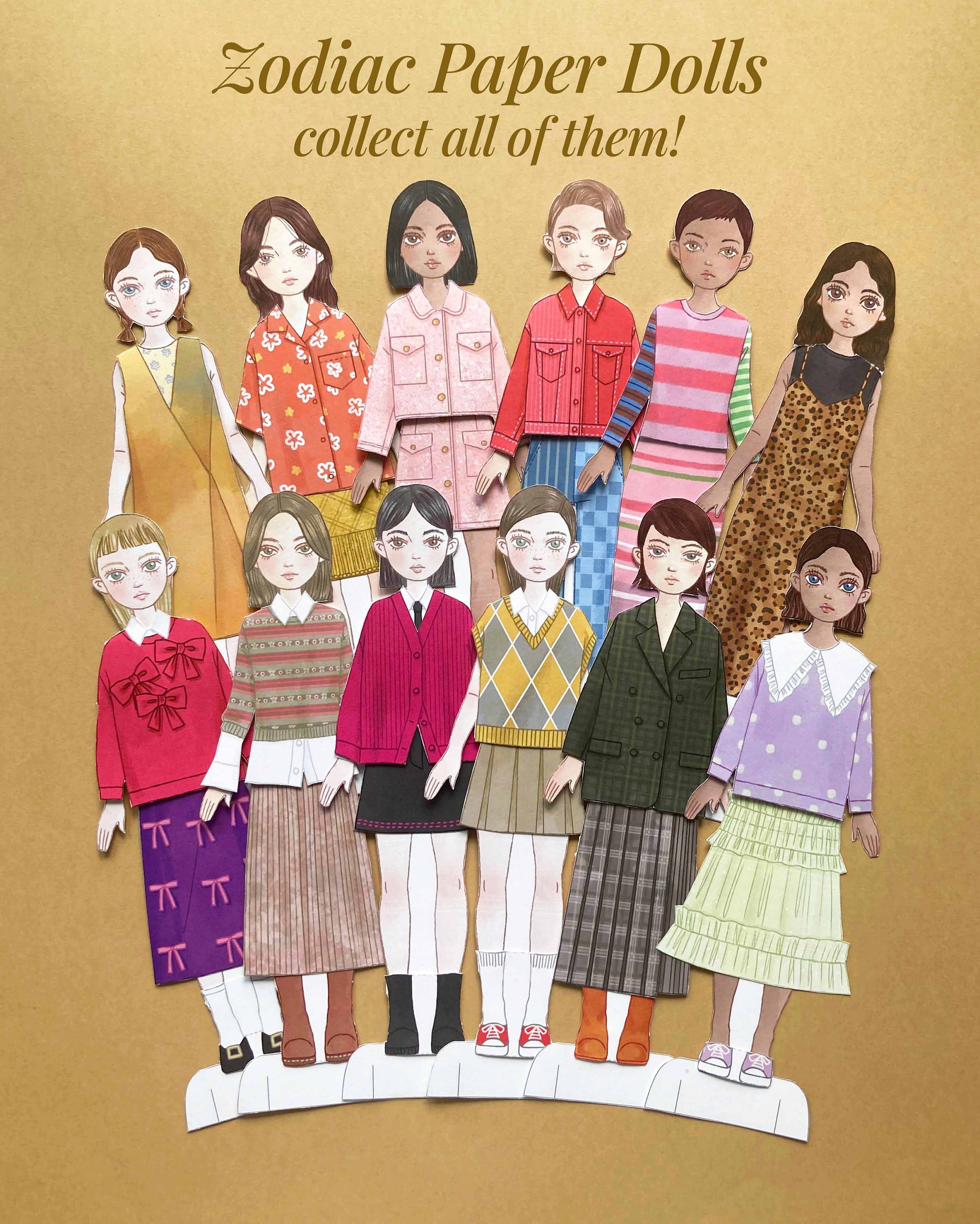 Gemini Zodiac Paper Doll Craft Kit - Fashion Art Print (digital ...