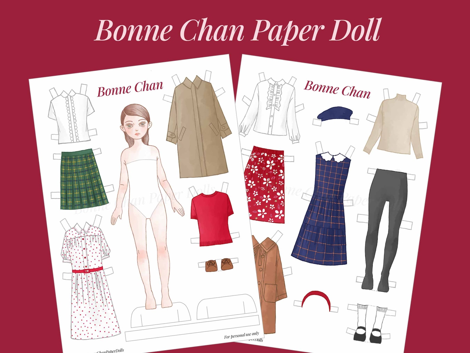 Bonne Chan Paper Doll Printable, Fashion Dress-up (PDF Download) - Etsy