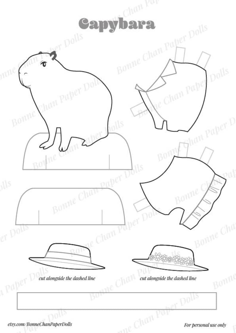Animal Capybara Paper Doll Printable PDF / Craft Kit / Instant Download ...