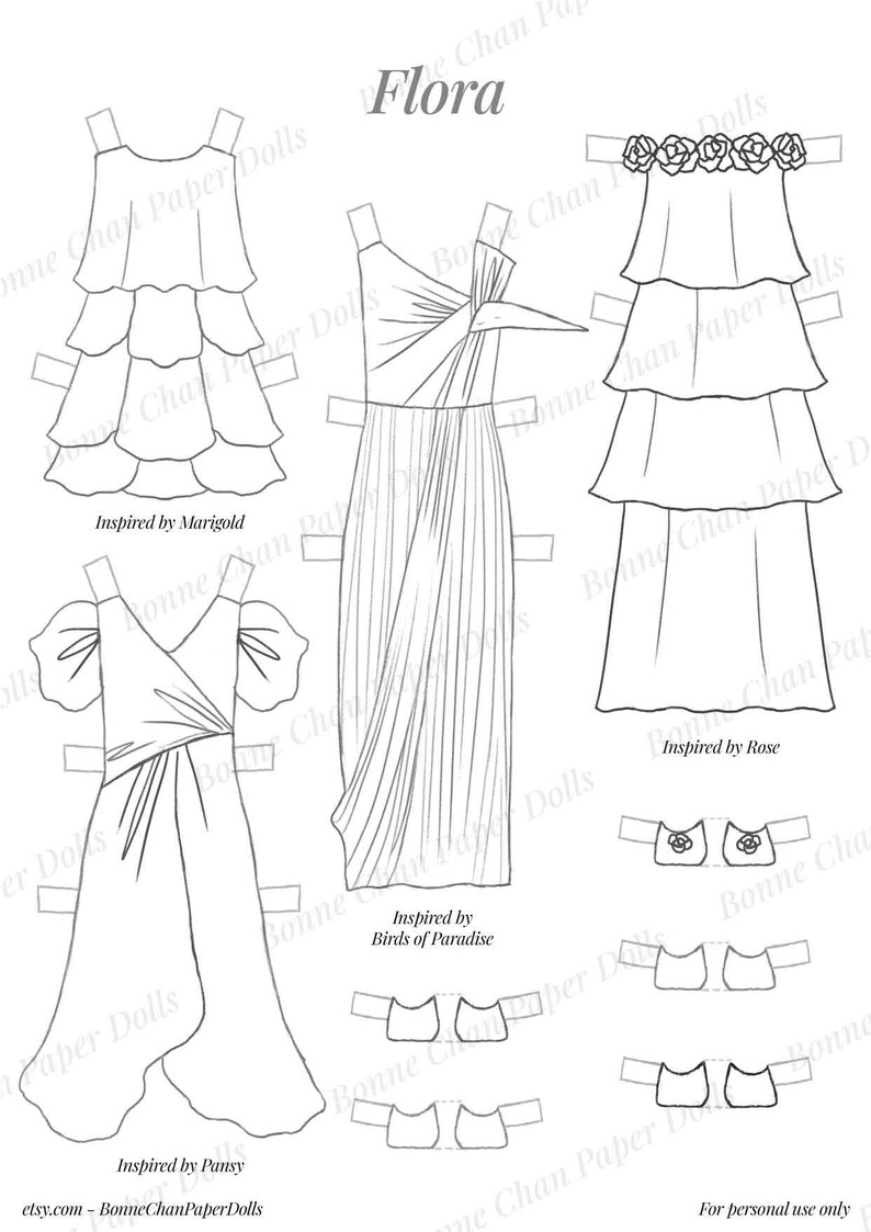 Flora Paper Doll Printable: Flower Dress-up Craft Kit (digital Download ...