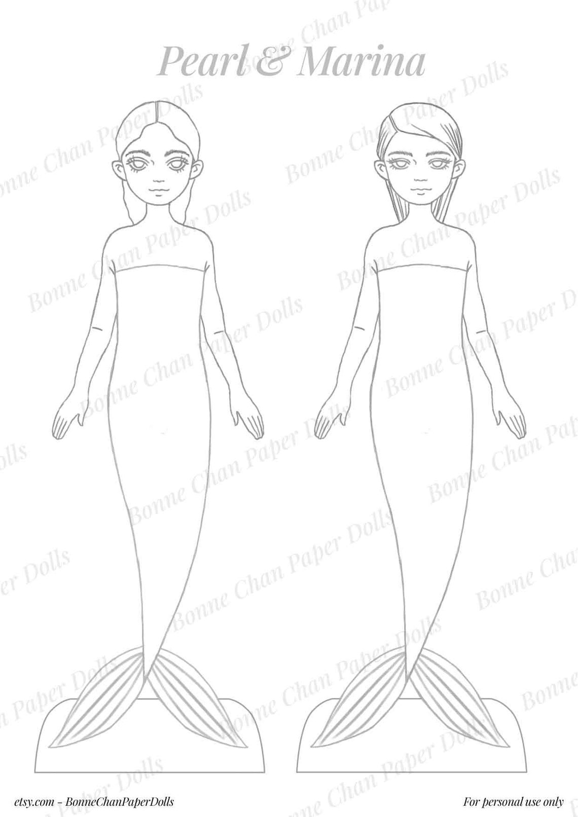 Paper Doll Printable Mermaid PDF / Craft Kit / Instant Download / Kid ...