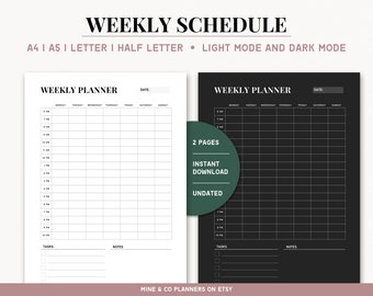 Minimal Undated Digital Weekly Schedule Planner for Goodnotes - Etsy