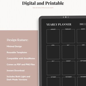 Yearly Planner Minimal Digital Printable Template PDF Undated Insert ...