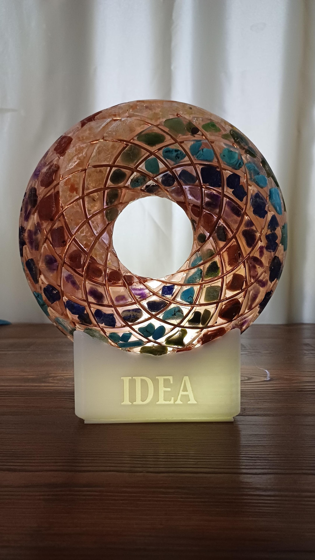 8,7" (22cm) Rodin Coil With Natural Stone & Resin Abha Torus Vortex ...