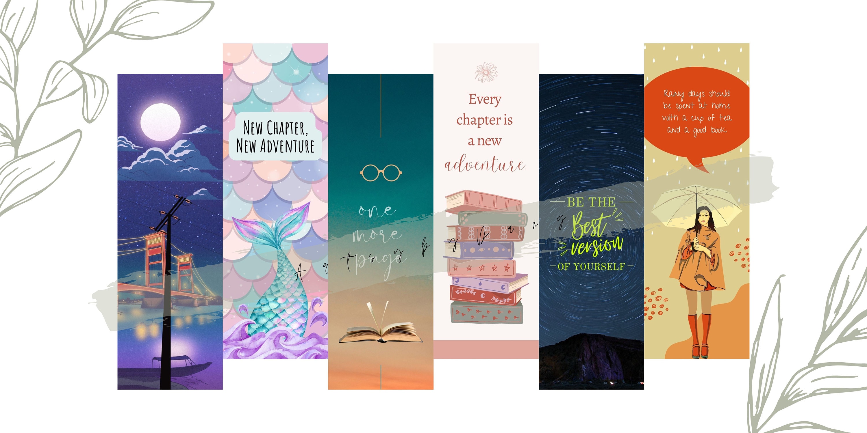 Printable Bookmarks Template, Printable Bookmarks Set, Digital Download ...