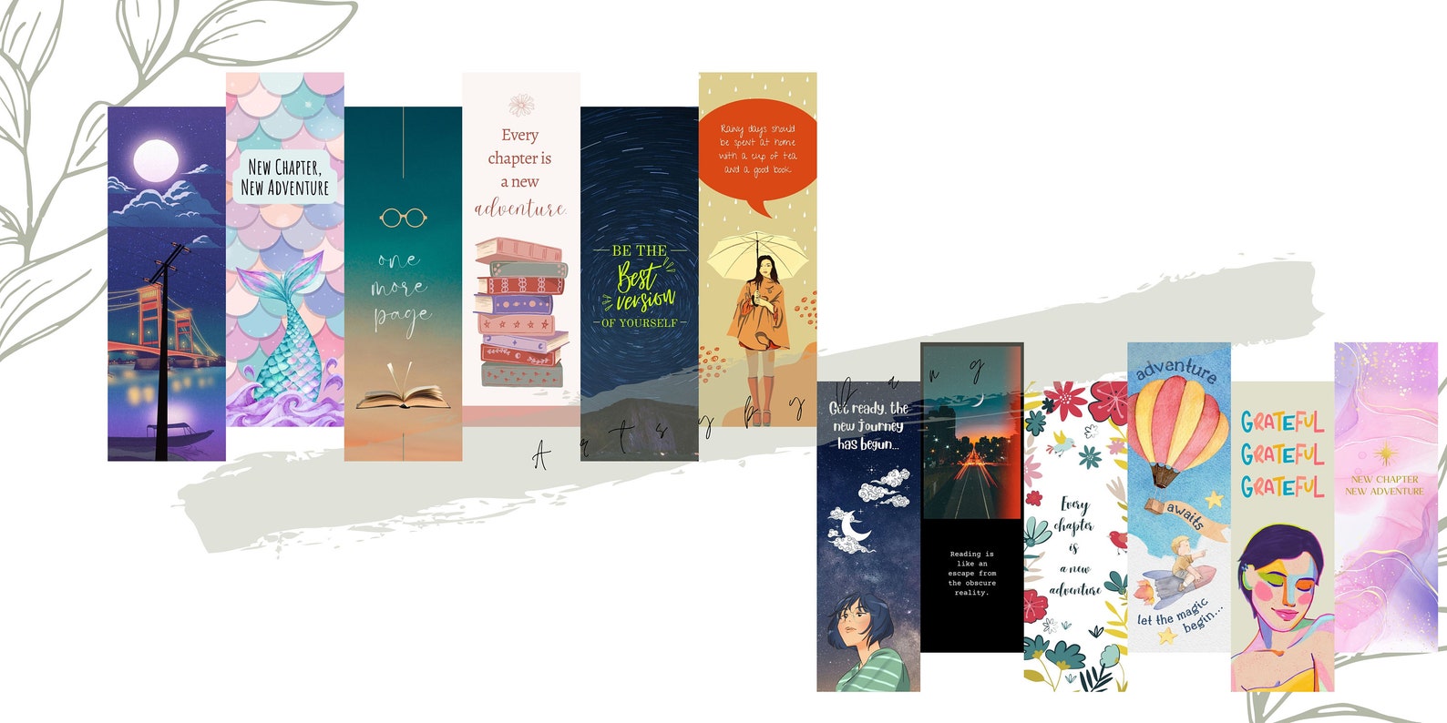 Printable Bookmarks Template Printable Bookmarks Set Digital - Etsy