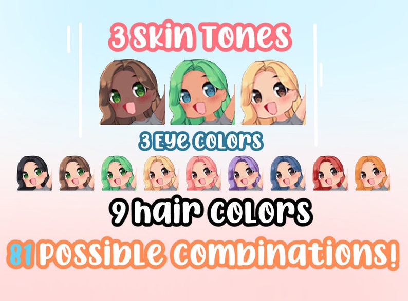 Animated Wave Emote ! (GIRL) - 81 Combinations - 9 Hair Colors - 3 Eye ...