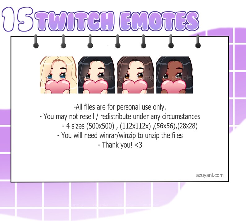 Twitch Emote Pack 1 Maru : Brown Hair, Black Eyes Emotes for Gamers ...