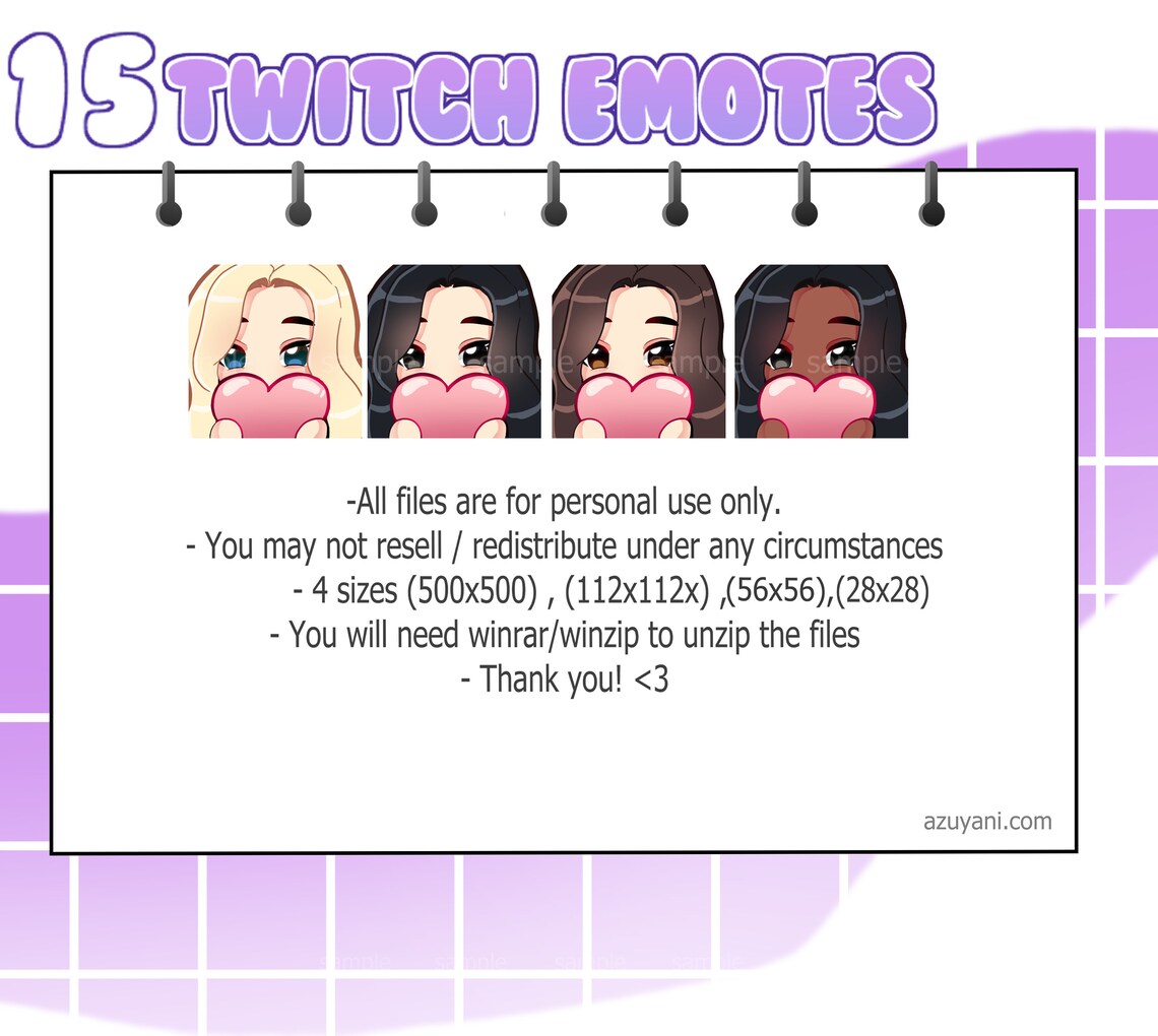 Twitch Emote Pack 1 Emily : Blonde Hair Brown Eyes | Etsy