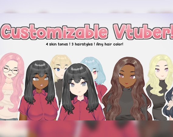 Customizable Anime Girl Premade Vtuber 3 Hairstyles RGB - Etsy
